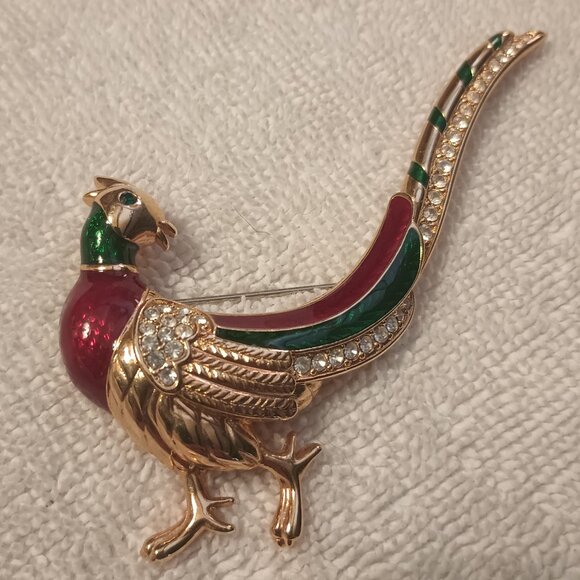 SAL | Jewelry | Vintage Swarovski Sal Pheasant Bird Enamel And ...